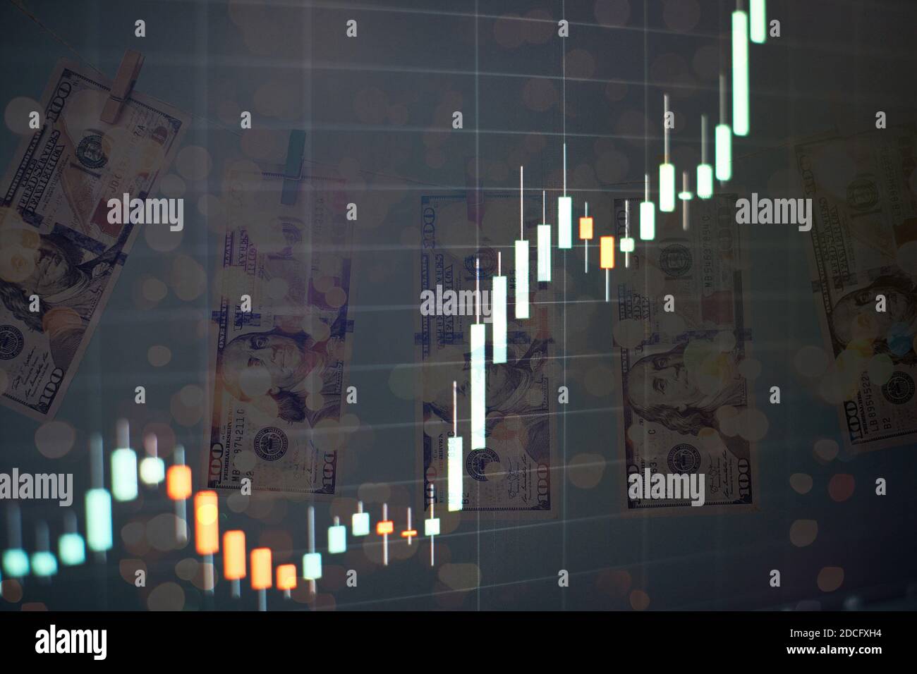 Display of quotes pricing graph visualization. Stock market graph and ...
