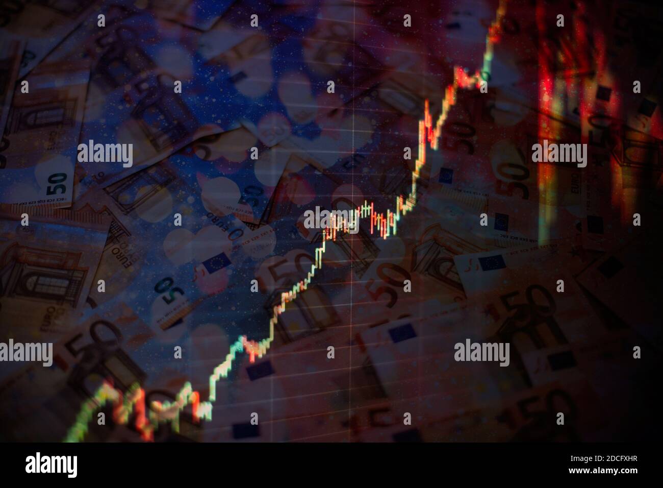 Display of quotes pricing graph visualization. Stock market graph and ...