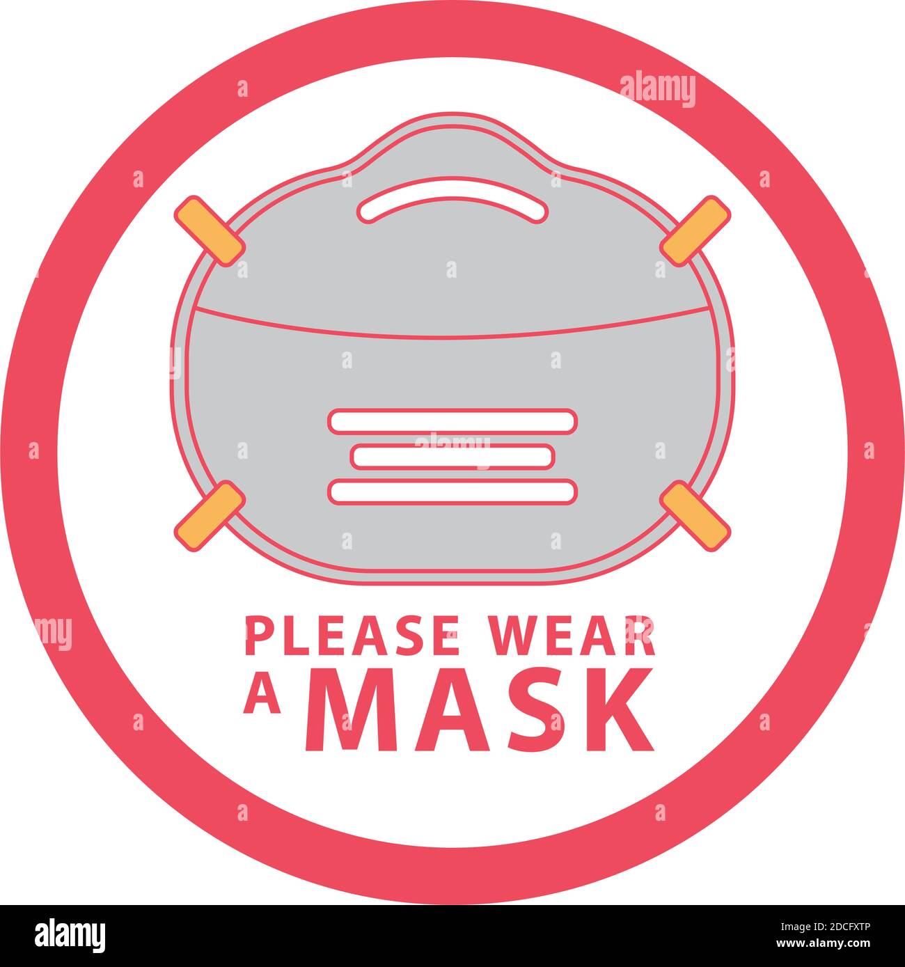 please wear mask circular advetise label vector illustration design ...