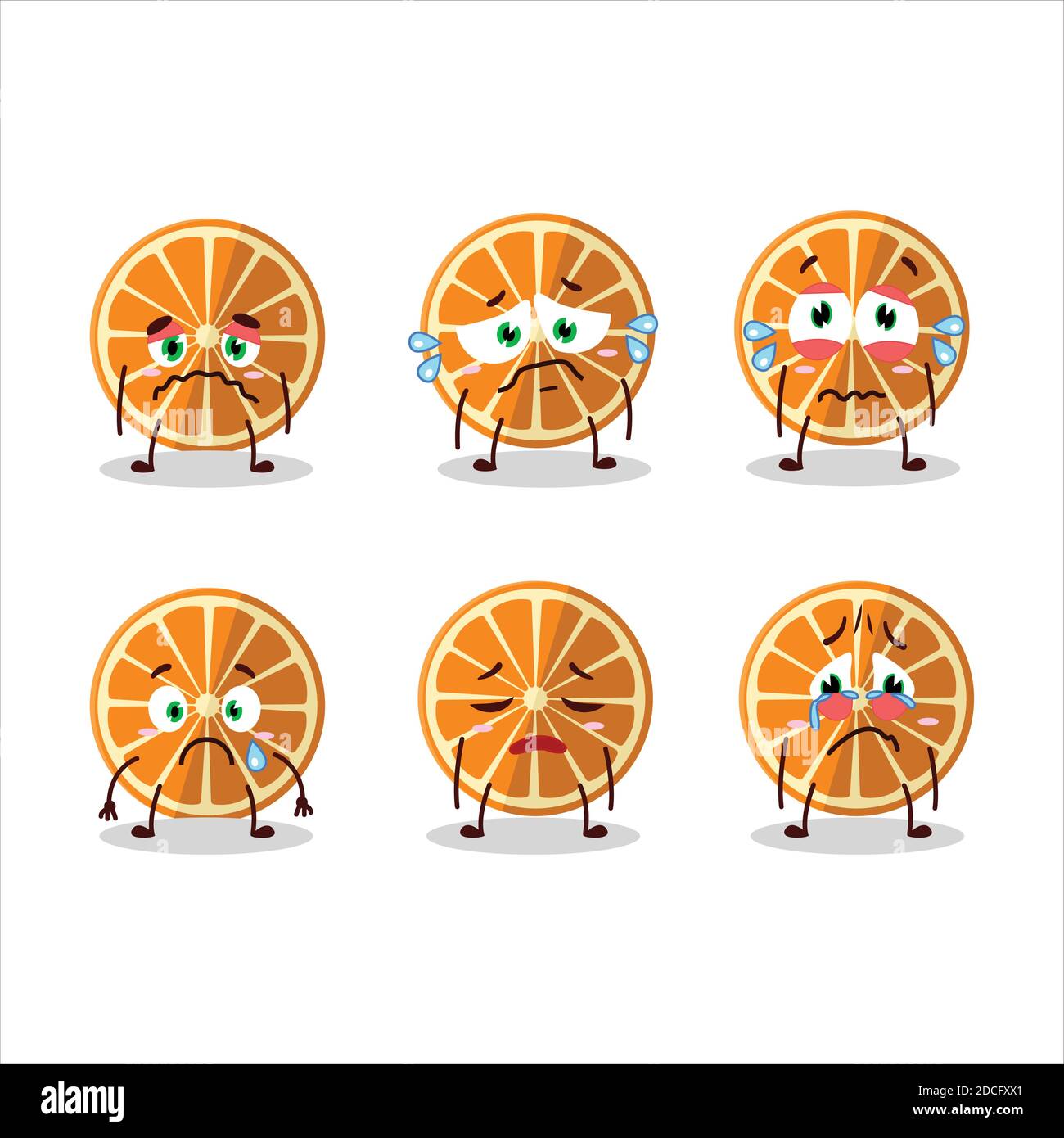 New orange cartoon character with sad expression. Vector illustration ...