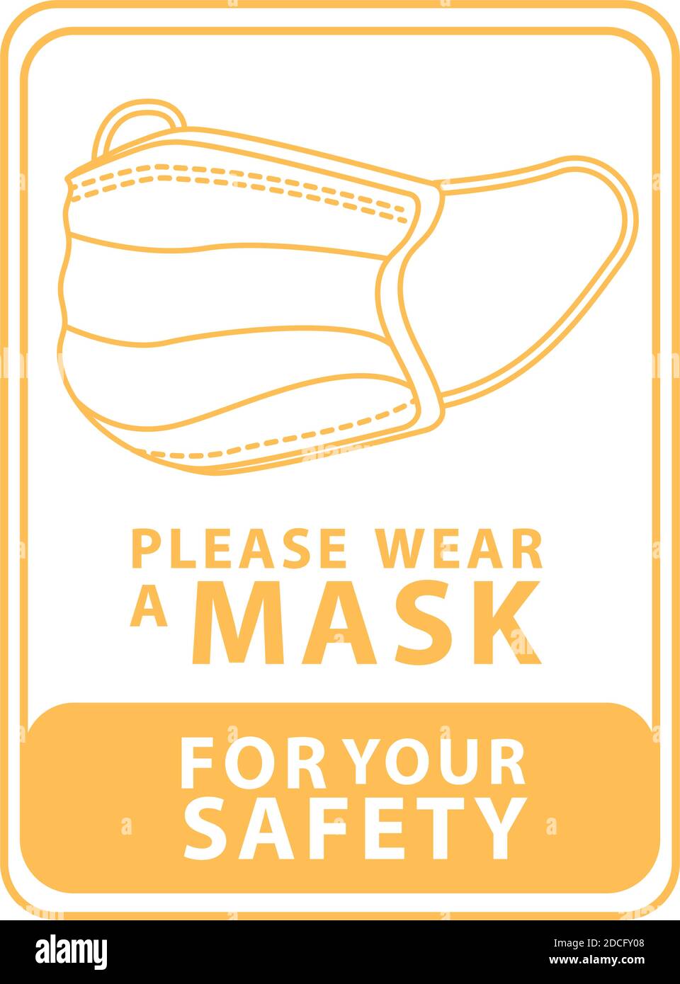 wear face mask for your safety yellow square label vector illustration ...