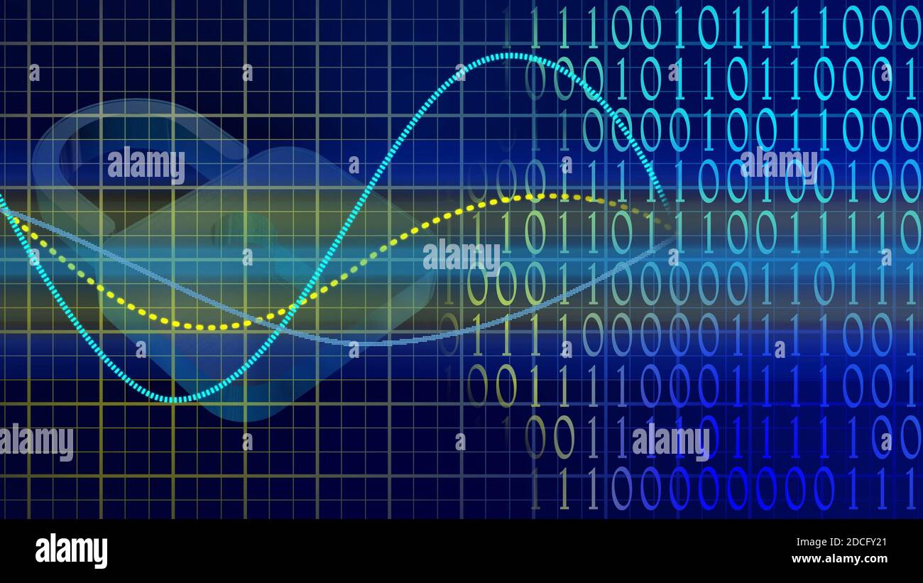 Abstract cyber security concept - graphic elements with binary code - blurred closed padlock ...