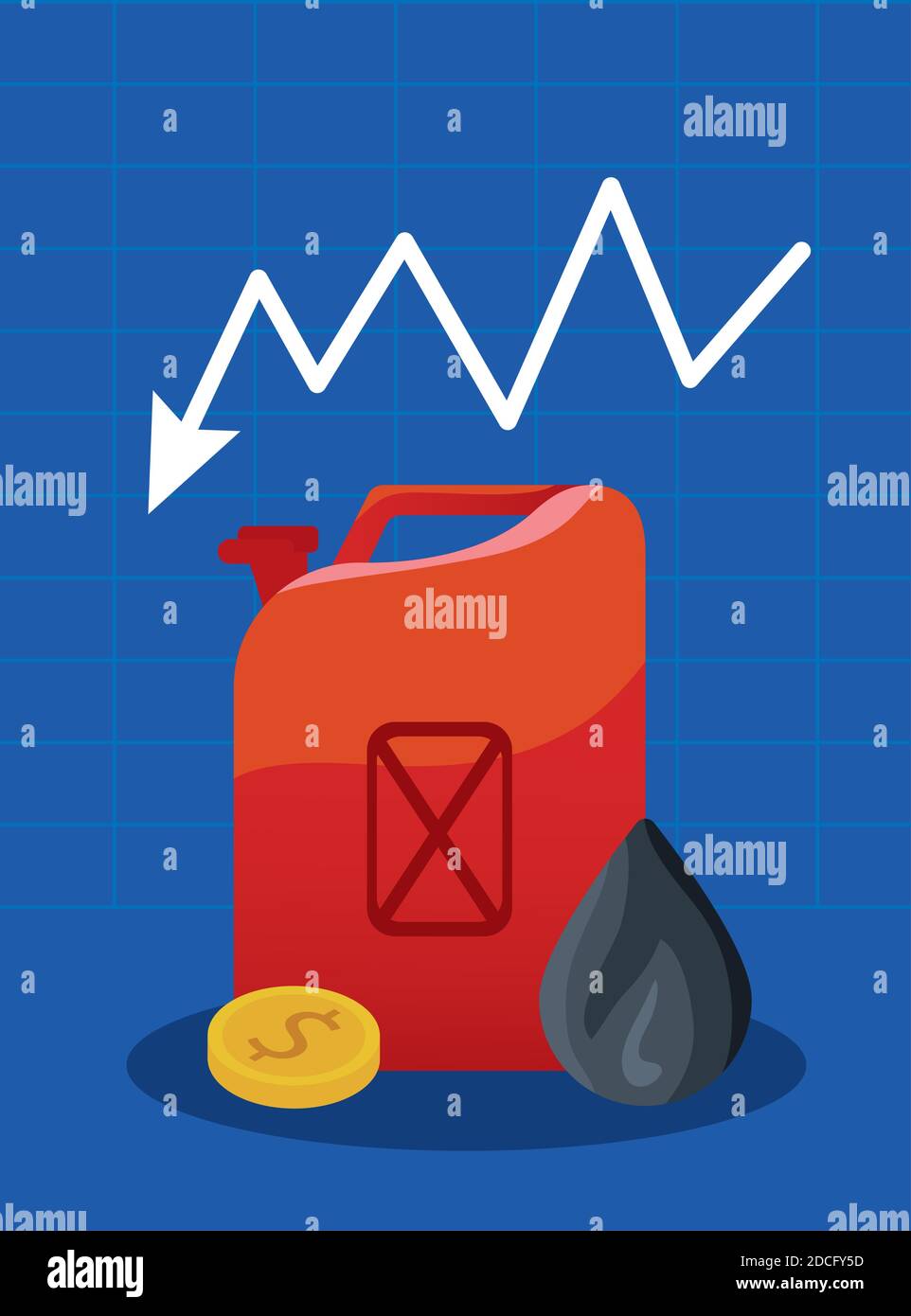 oil price graphic with galloon tank and arrow statistics vector ...