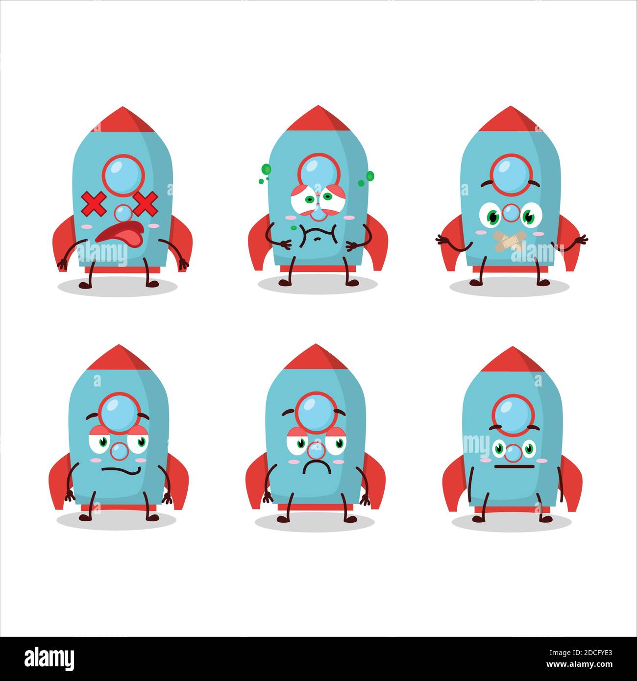 Blue rocket firecracker cartoon character with nope expression. Vector ...