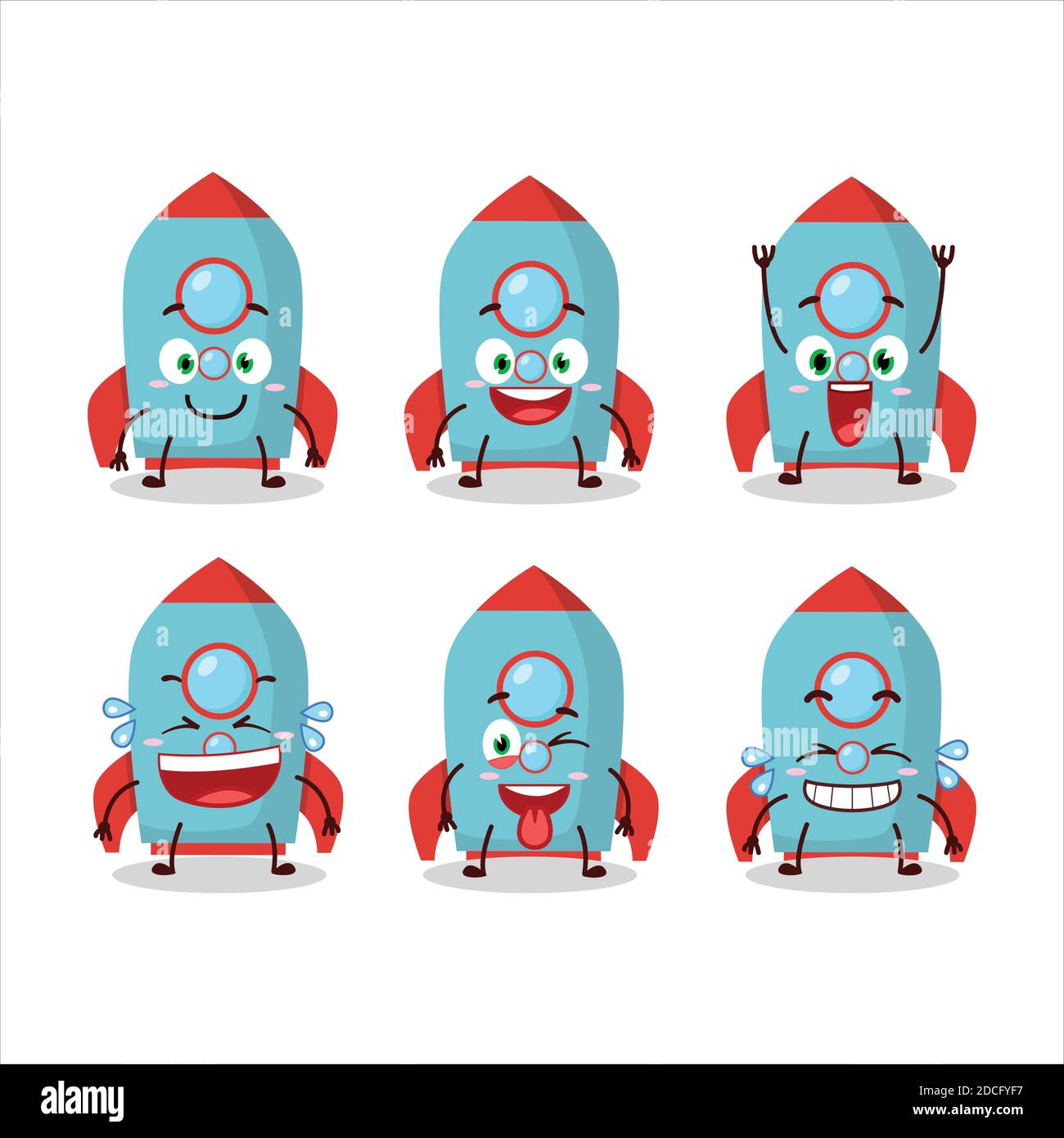 Cartoon character of blue rocket firecracker with smile expression ...