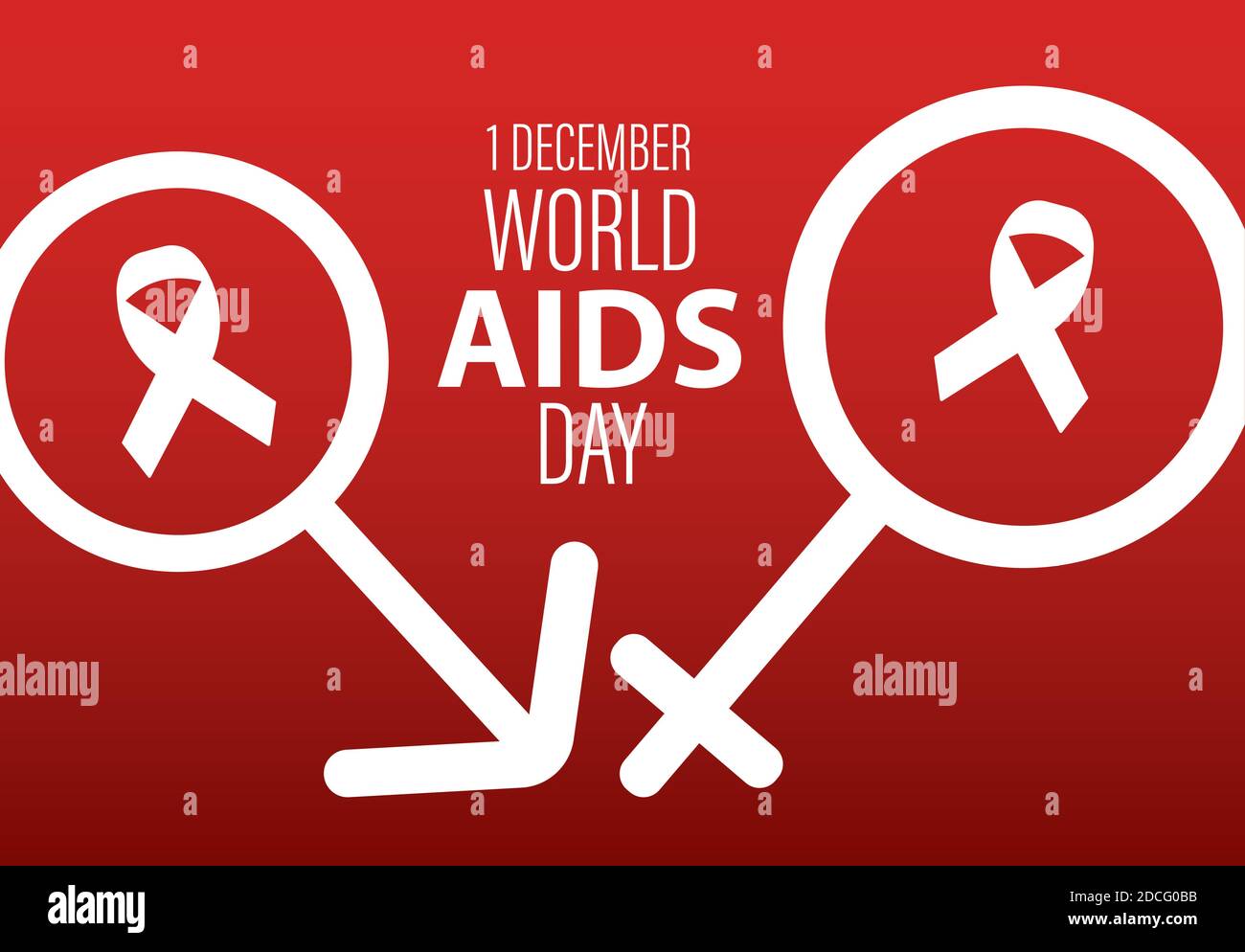 world AIDS day lettering with red ribbons in genders symbols vector ...