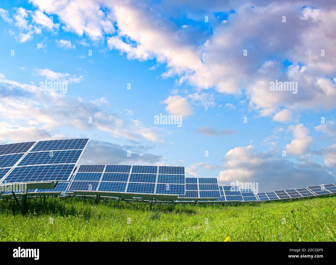 Solar panels and blue sky. Solar panels system power generators from ...