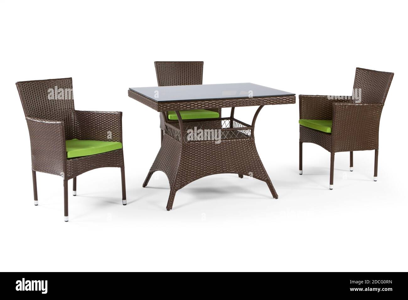 outdoor dining table on white background Stock Photo - Alamy