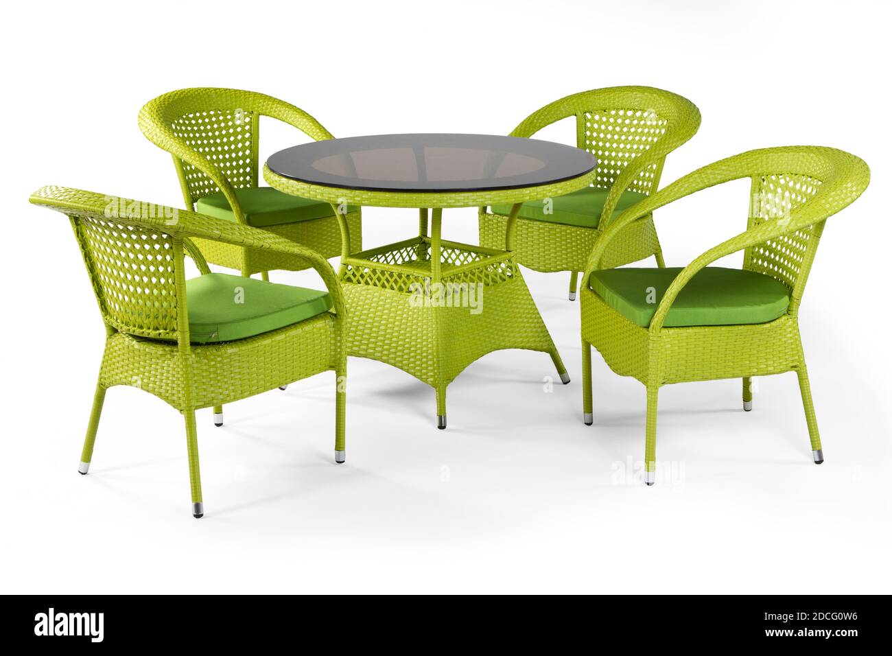 outdoor dining table on white background Stock Photo - Alamy