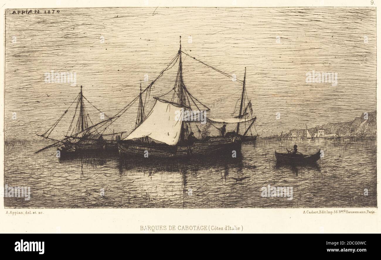 Adolphe Appian, (artist), French, 1818 - 1898, Barques de Cabotage ...