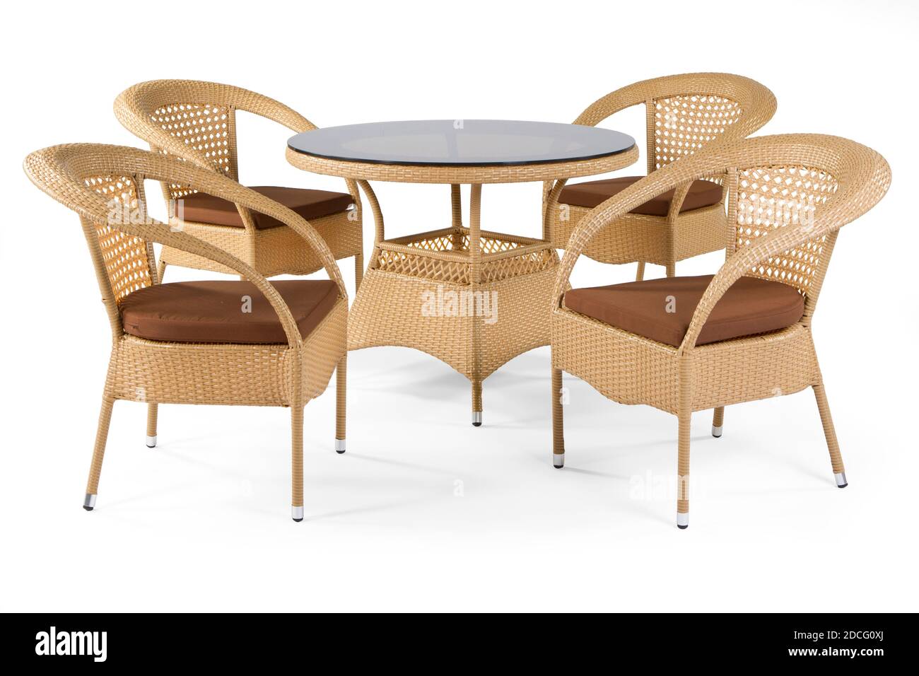 outdoor dining table on white background Stock Photo - Alamy