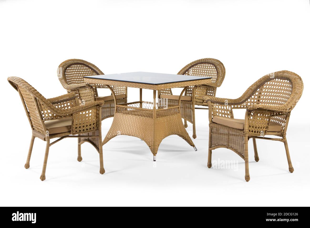 outdoor dining table on white background Stock Photo - Alamy