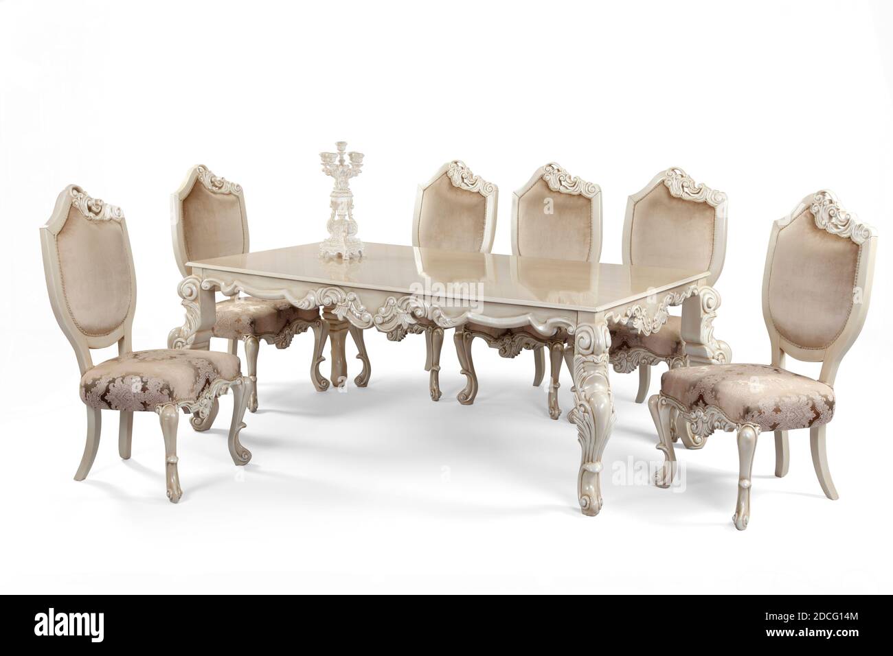 Classic dining table isolated on white background Stock Photo - Alamy