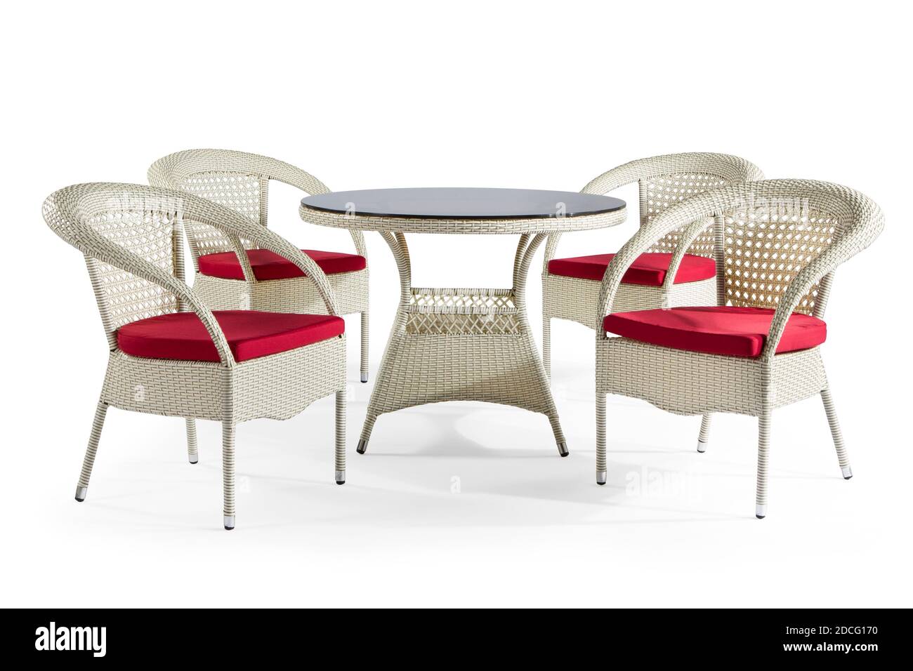 outdoor dining table on white background Stock Photo - Alamy