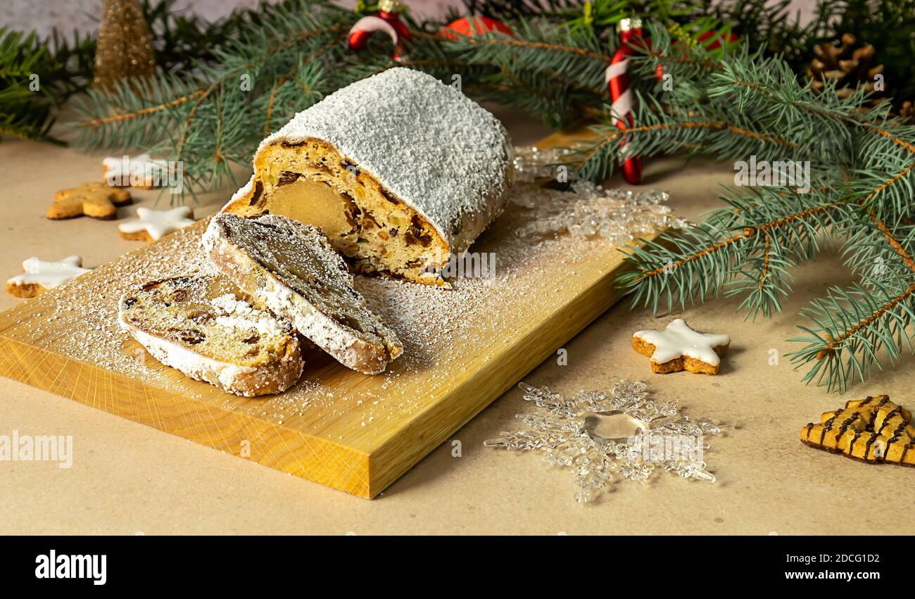 Traditional German Marzipan Stollen Stock Photo - Alamy