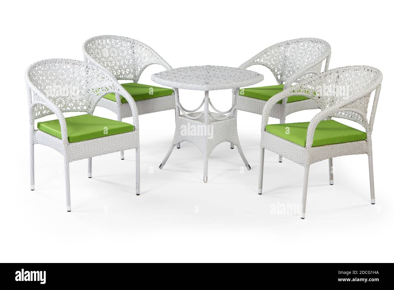 outdoor dining table on white background Stock Photo - Alamy