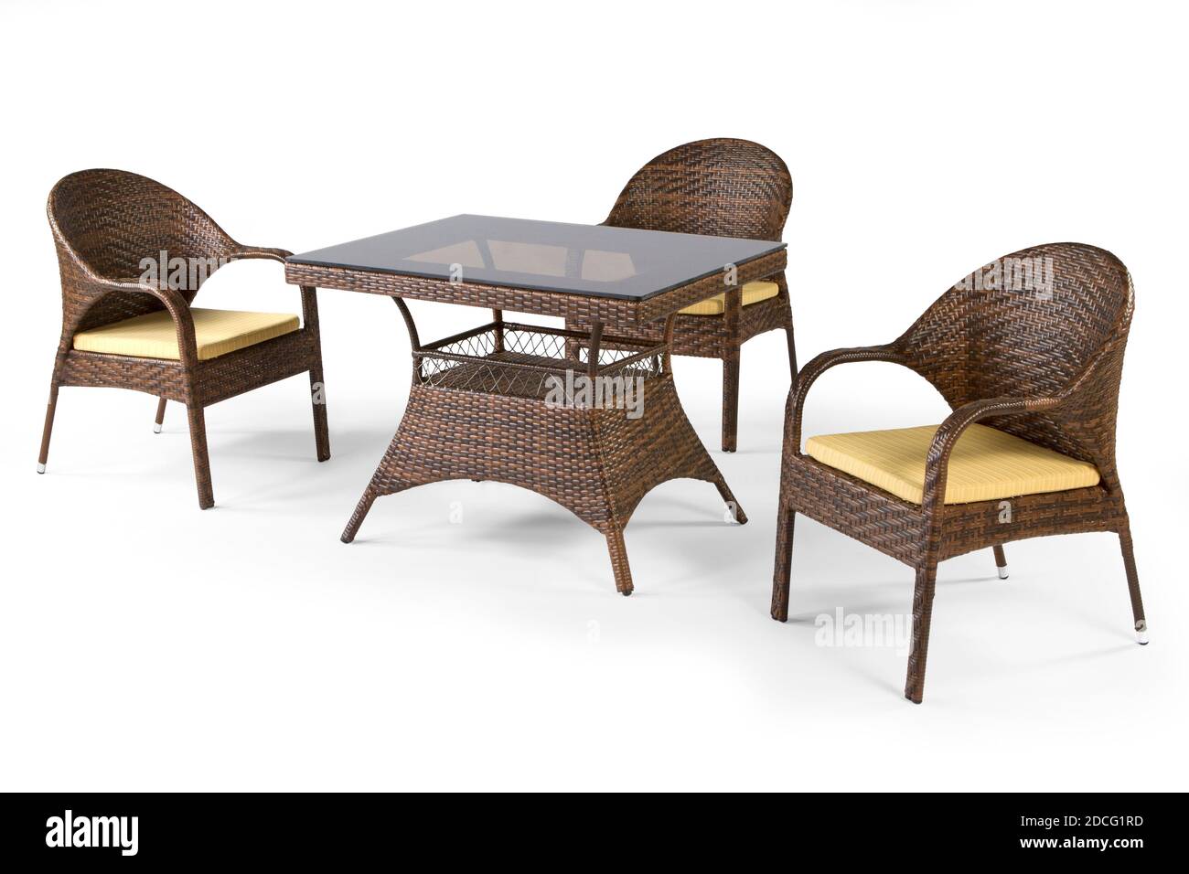 outdoor dining table on white background Stock Photo - Alamy