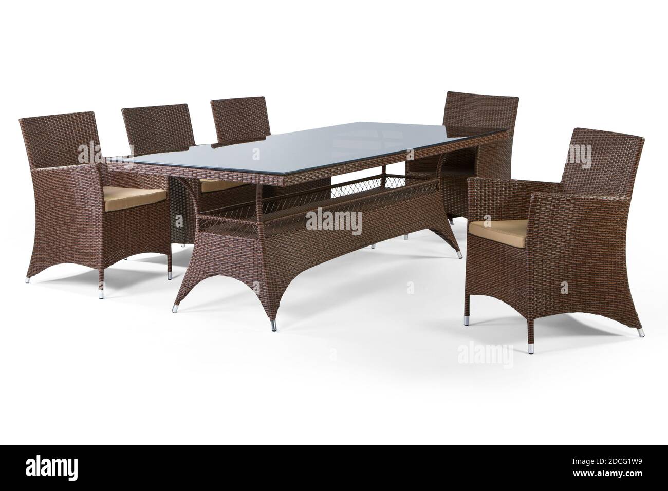 outdoor dining table on white background Stock Photo - Alamy