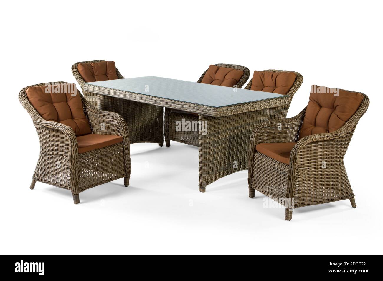 outdoor dining table on white background Stock Photo - Alamy