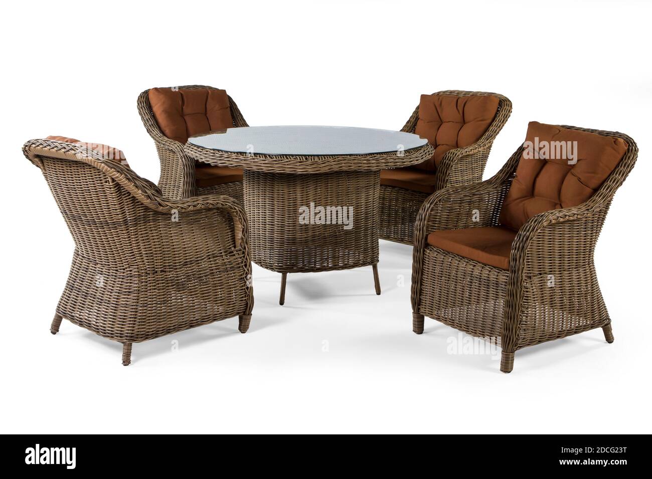 outdoor dining table on white background Stock Photo - Alamy