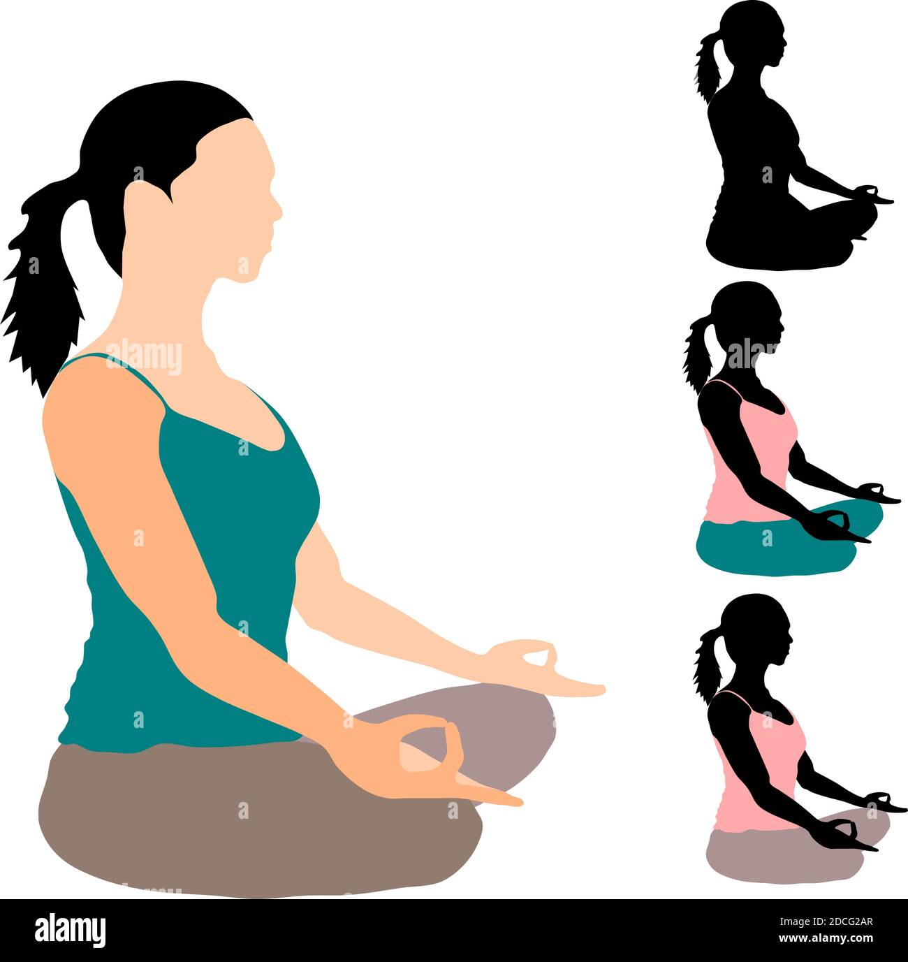 Vector of a lady in yoga meditation pose Stock Vector Image & Art - Alamy