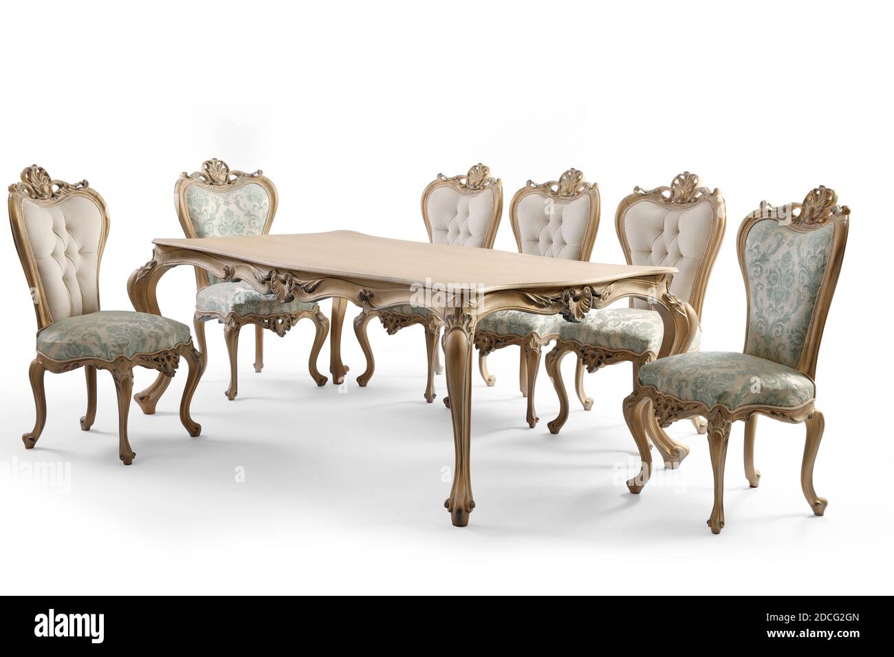 Classic dining table isolated on white background Stock Photo - Alamy