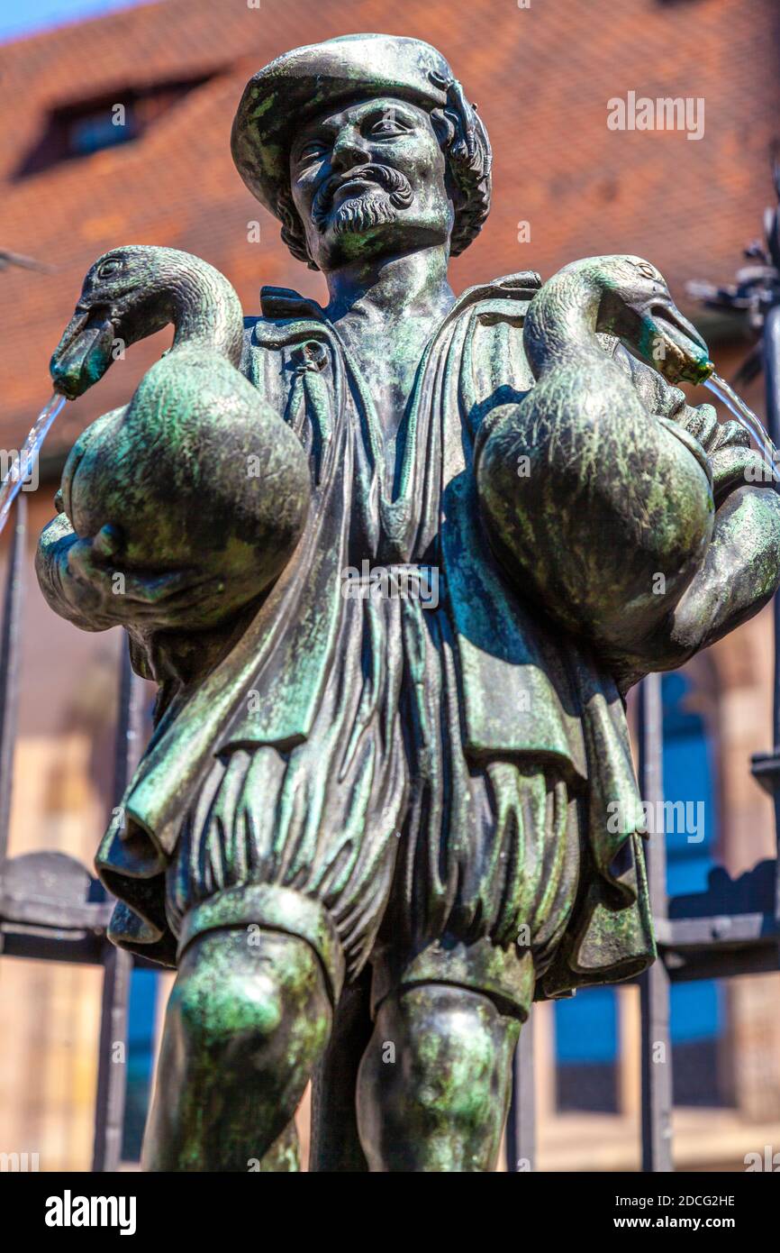 Gänsemännchenbrunnen or Goose Man Fountain, Nuremberg, Bavaria, Germany ...