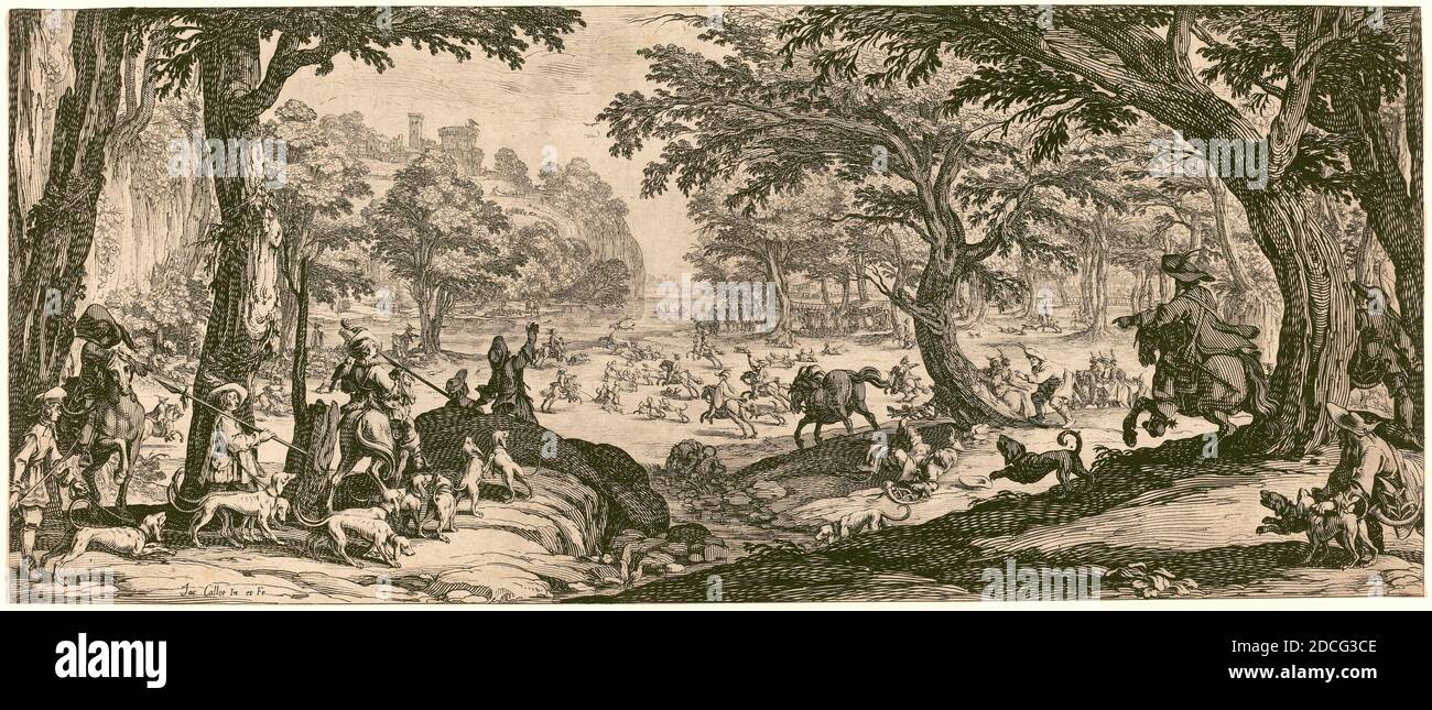 Jacques Callot, (artist), French, 1592 - 1635, The Stag Hunt, probably ...