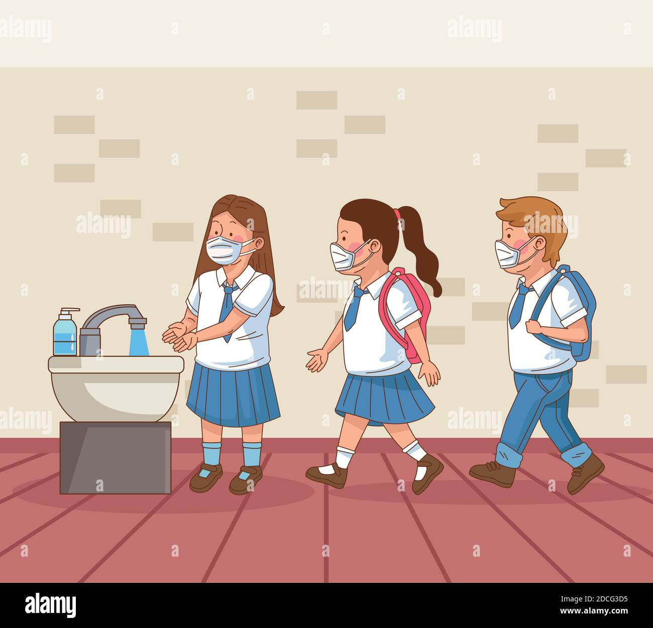 Student and washing hands Stock Vector Images - Alamy