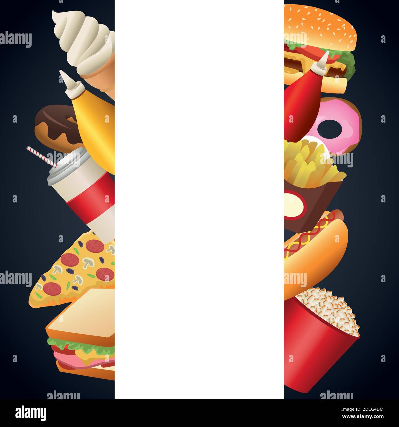 bundle of delicious fast food menu frame vector illustration design ...