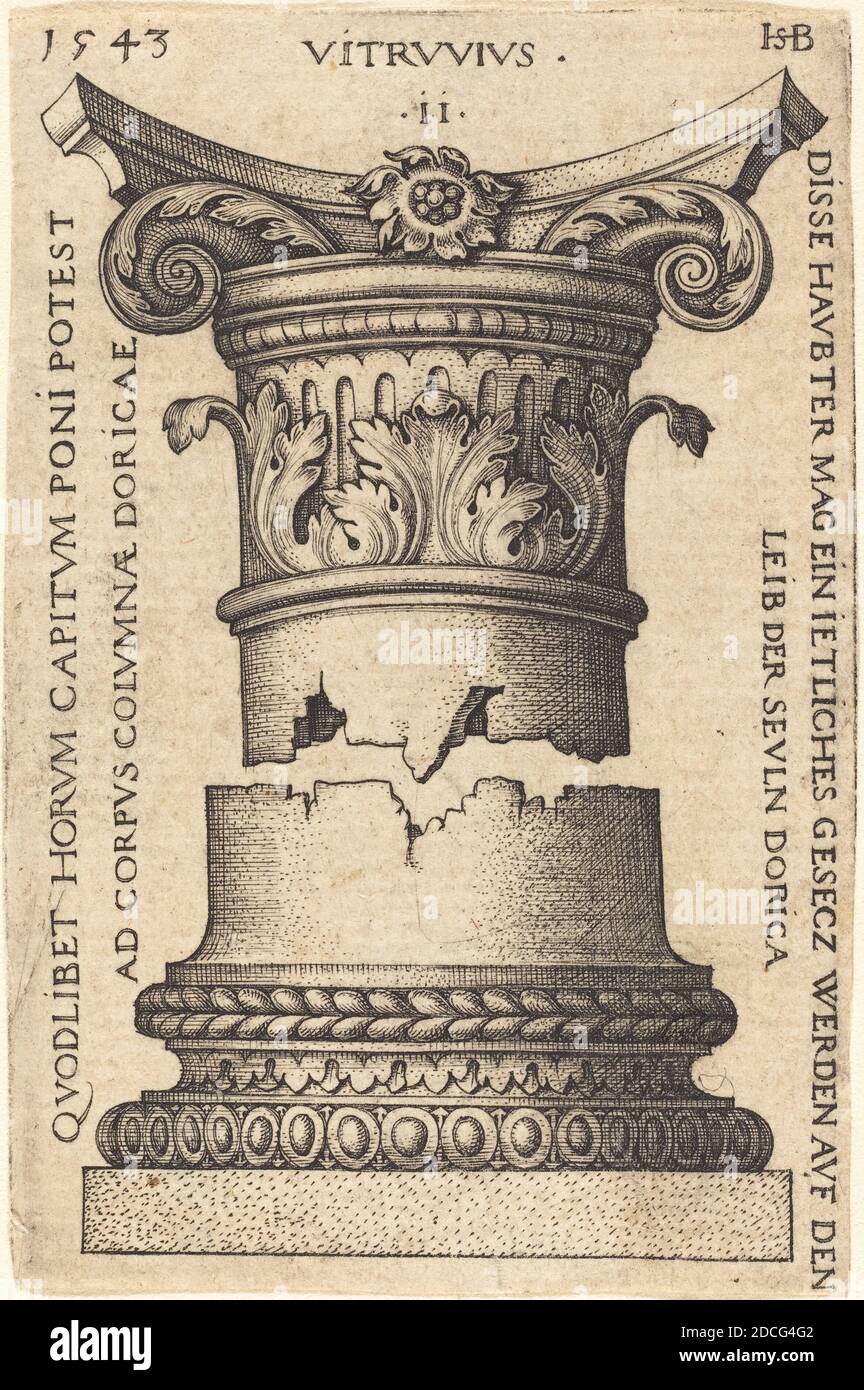 Sebald Beham, (artist), German, 1500 - 1550, Capital and Base of a ...