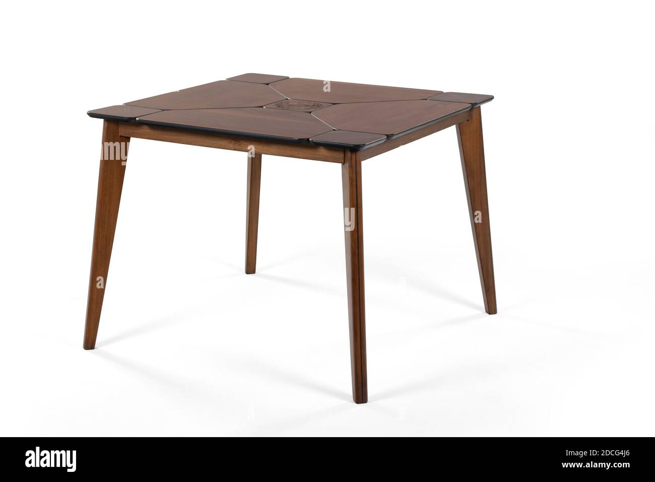 Single dining table on white background Stock Photo - Alamy