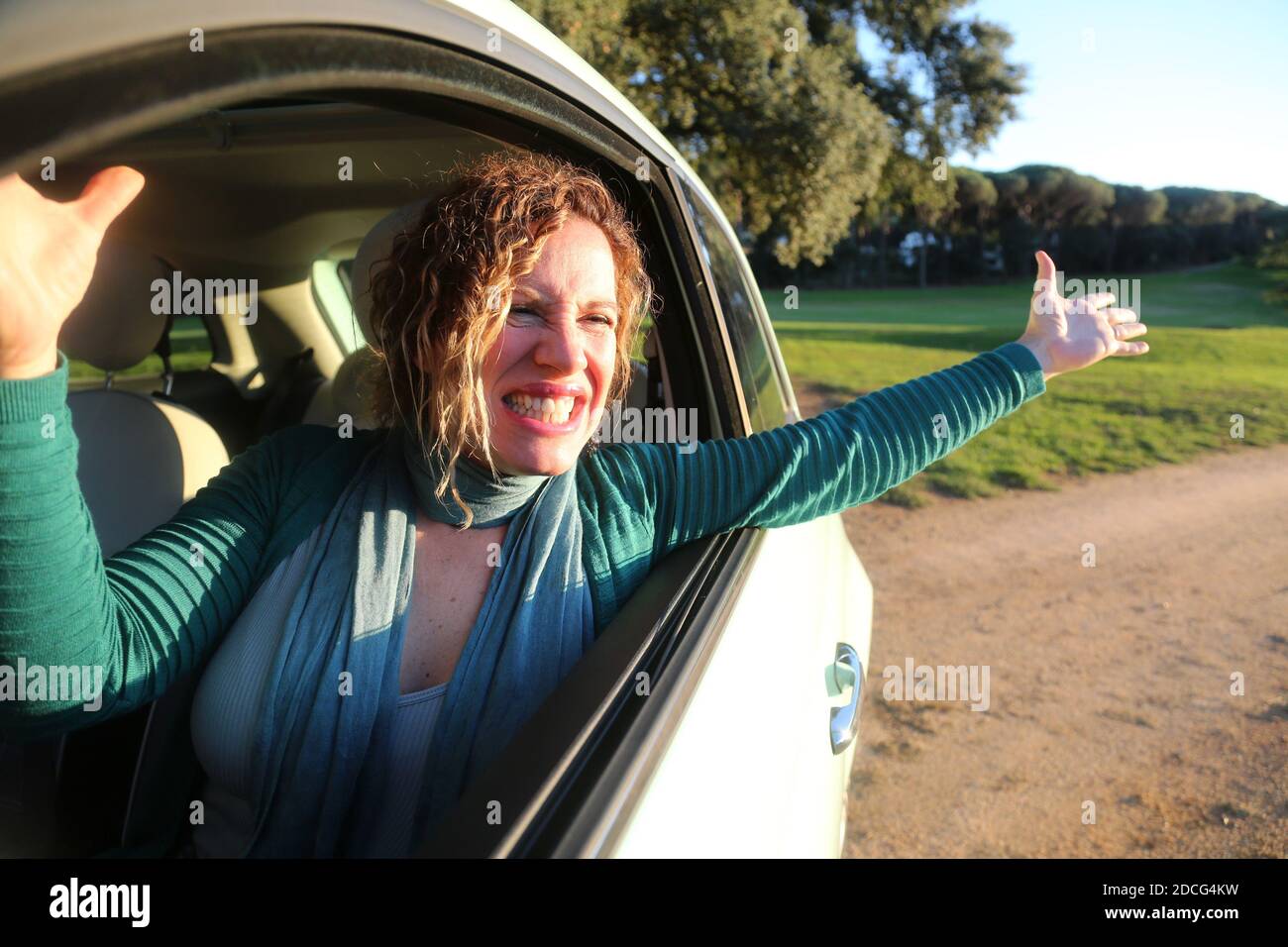 woman arguing in a trafic discussion inside the car Stock Photo - Alamy