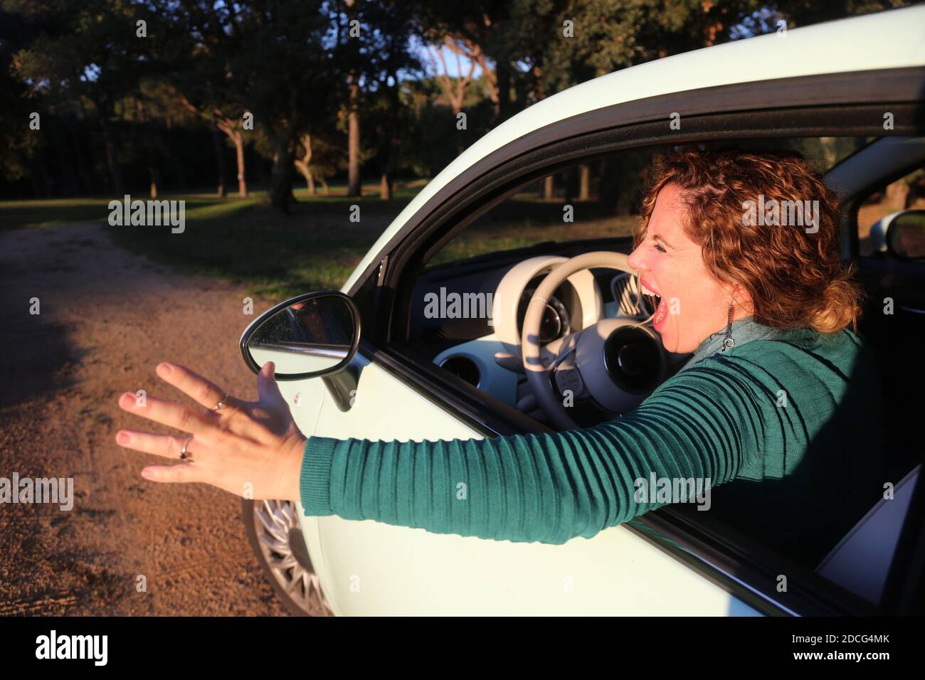 woman arguing in a trafic discussion inside the car Stock Photo - Alamy