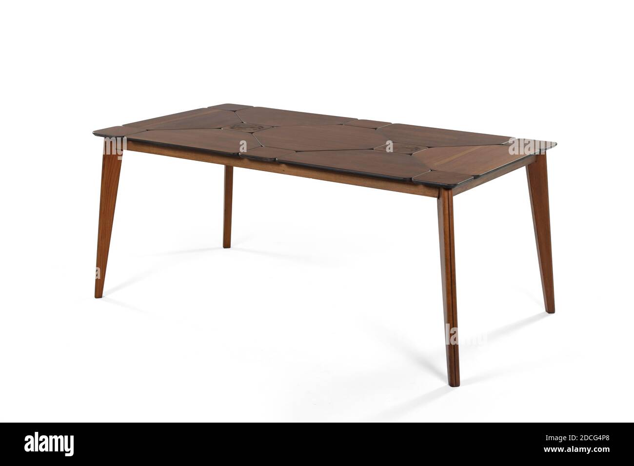 Single dining table on white background Stock Photo - Alamy