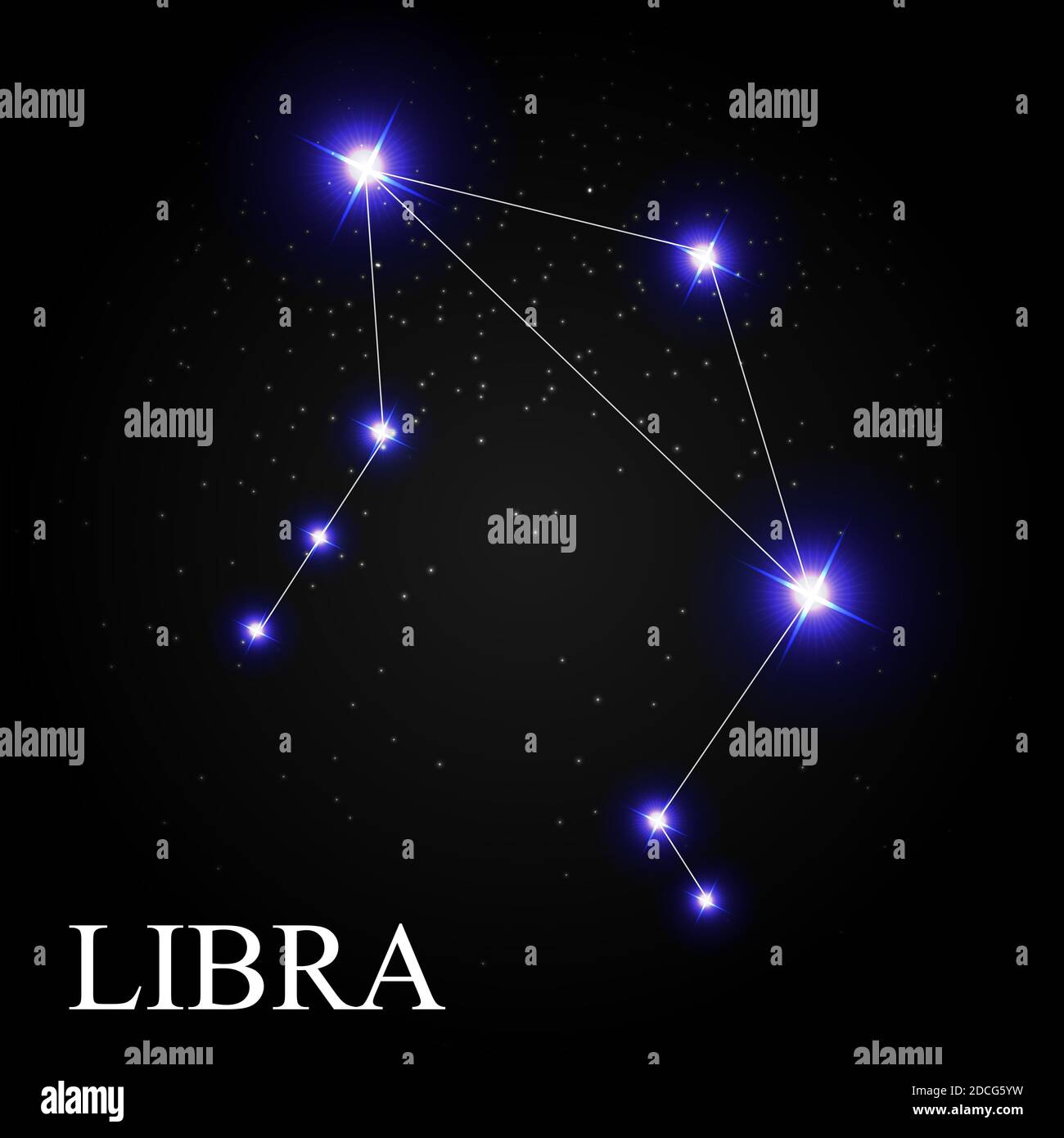 Libra Zodiac Sign with Beautiful Bright Stars on the Background of ...
