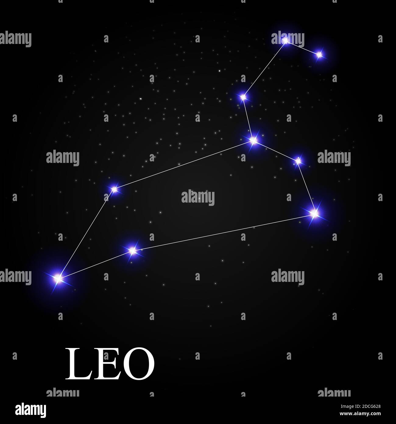 Leo Zodiac Sign with Beautiful Bright Stars on the Background of Cosmic ...
