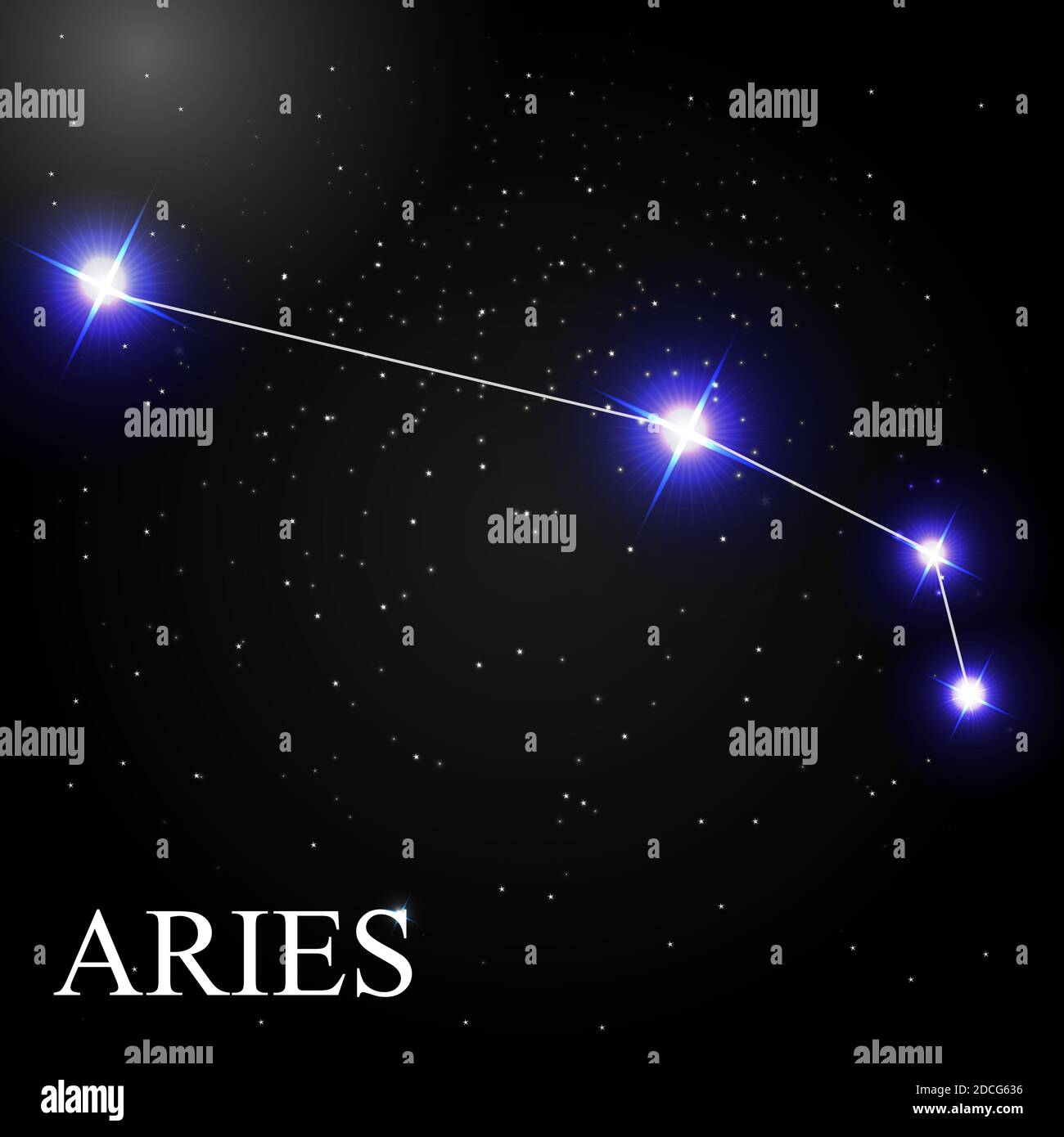Aries Zodiac Sign with Beautiful Bright Stars on the Background of ...