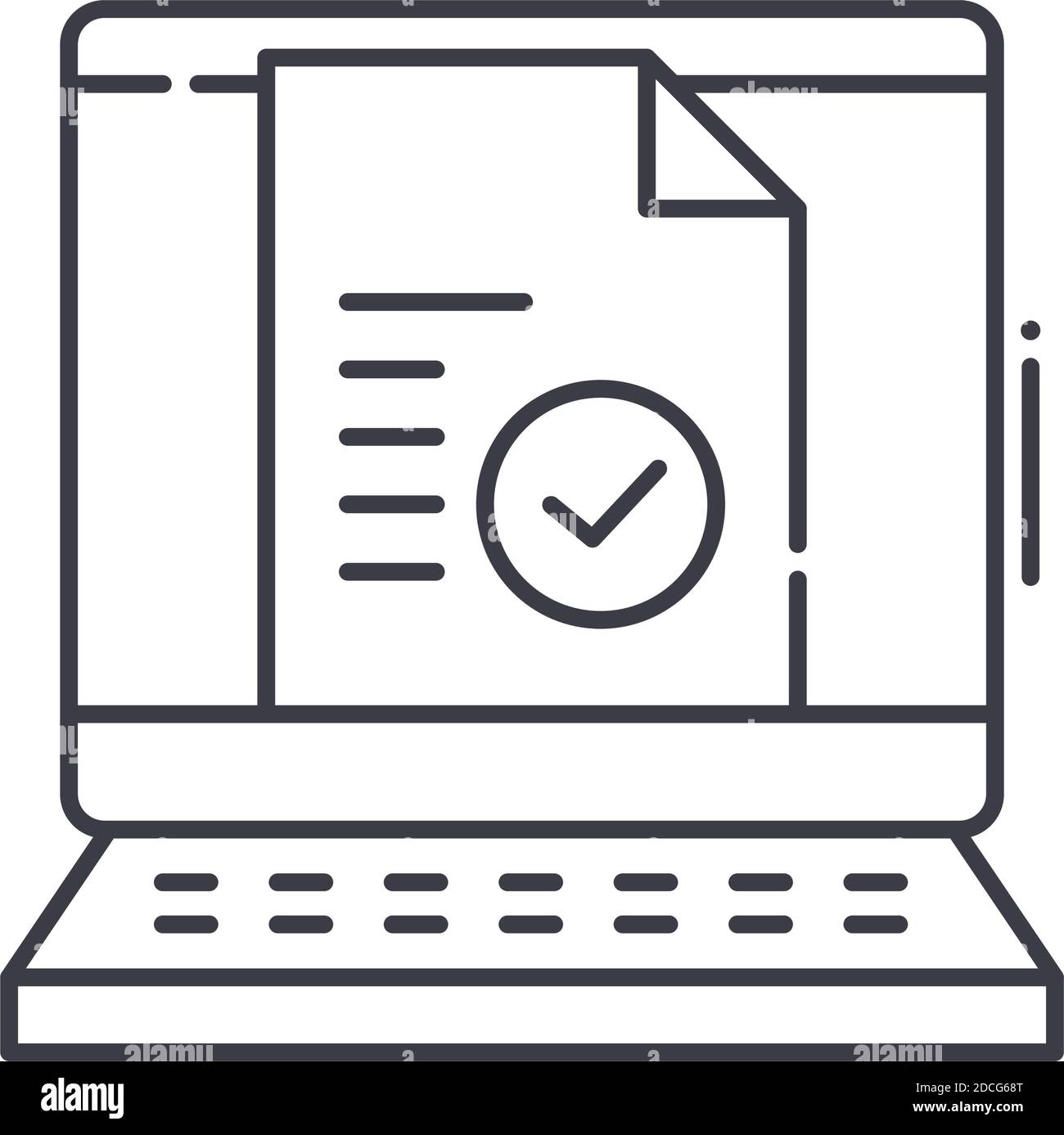 Document validity check icon, linear isolated illustration, thin line ...