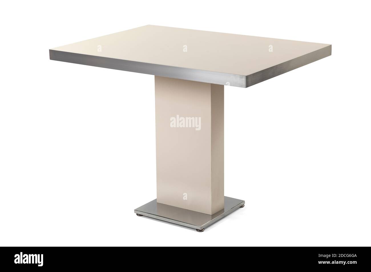 Single dining table on white background Stock Photo - Alamy