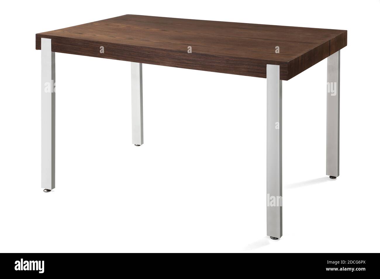 Single dining table on white background Stock Photo - Alamy