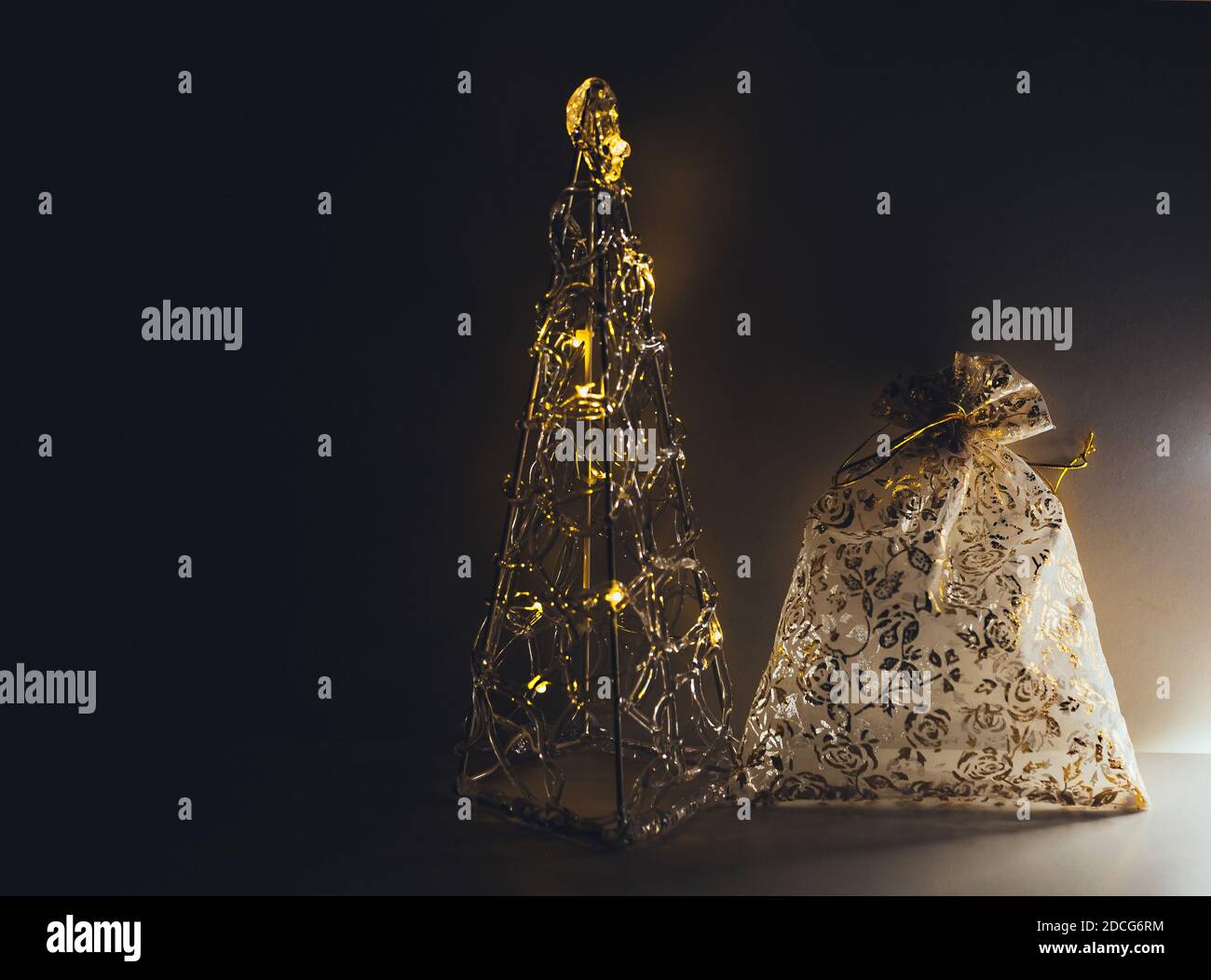 Christmas tree from transparent plastic with illumination and empty ...
