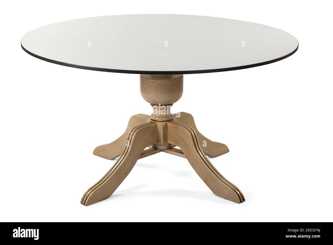 Single dining table on white background Stock Photo - Alamy