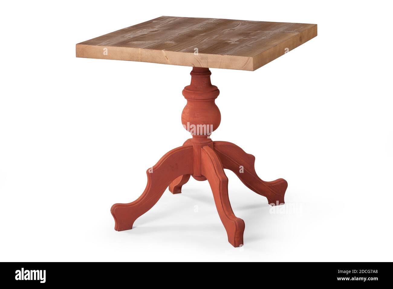 Single dining table on white background Stock Photo - Alamy