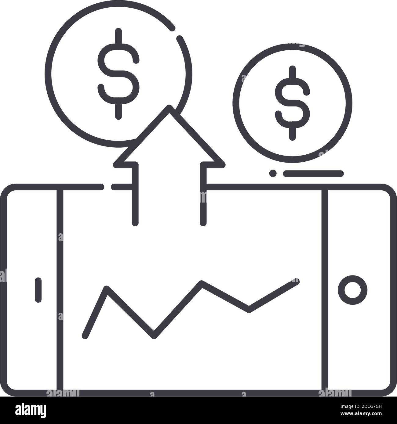 Dividend stocks icon, linear isolated illustration, thin line vector ...