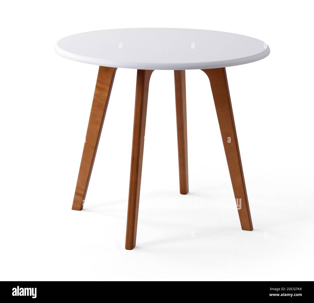 Single dining table on white background Stock Photo - Alamy