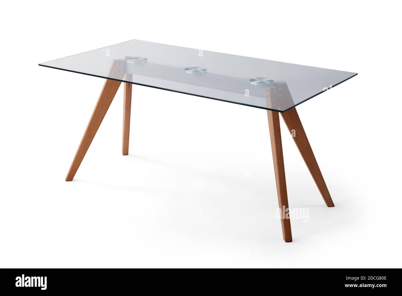 Single dining table on white background Stock Photo - Alamy