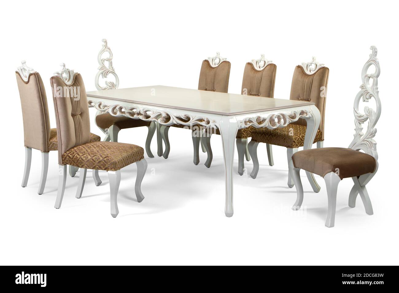 Classic dining table isolated on white background Stock Photo - Alamy