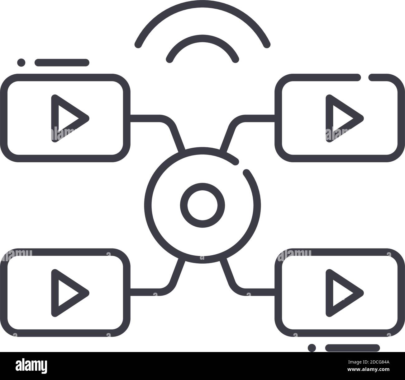 Distribution channels icon, linear isolated illustration, thin line ...