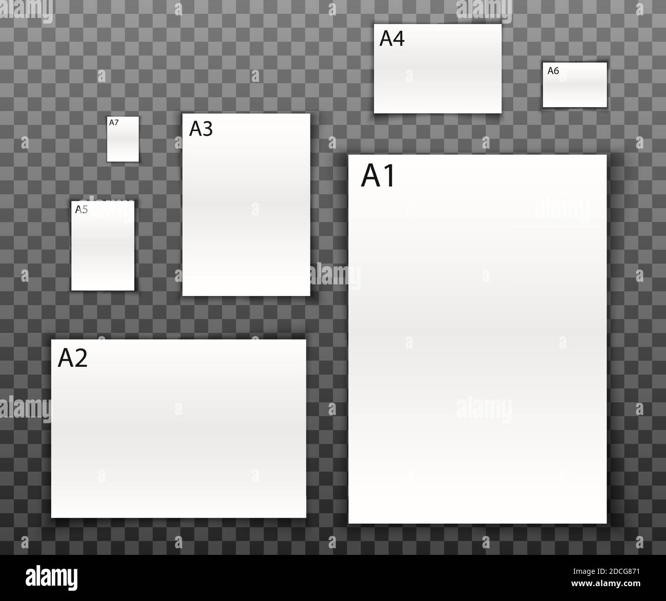 vector realistic blank space paper collection of different sizes sheets ...